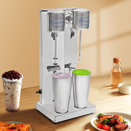 INTBUYING Electric Double Head Milkshake Machine, Stainless Steel ...