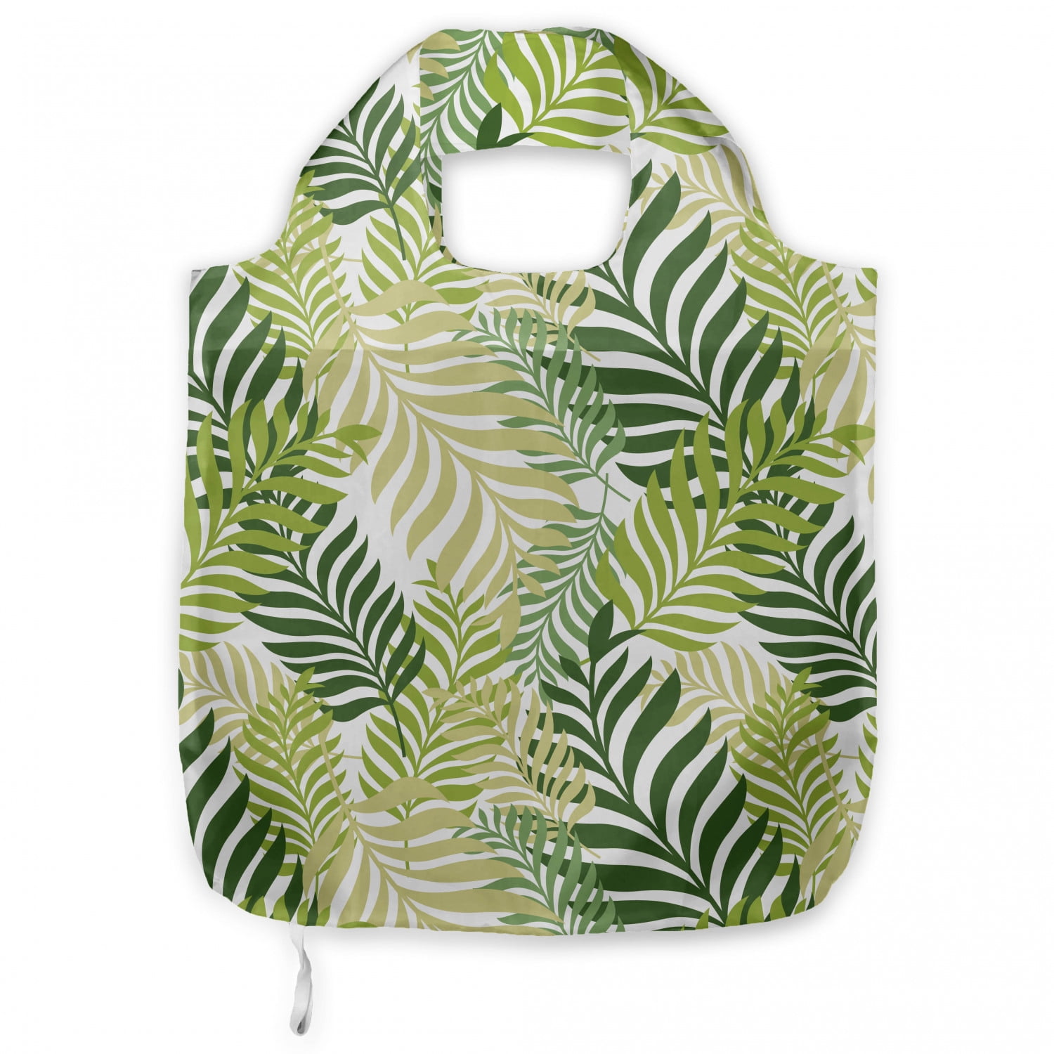 Leaf Shopping Tote Bag, Tropic Exotic Palm Tree Leaves Natural ...