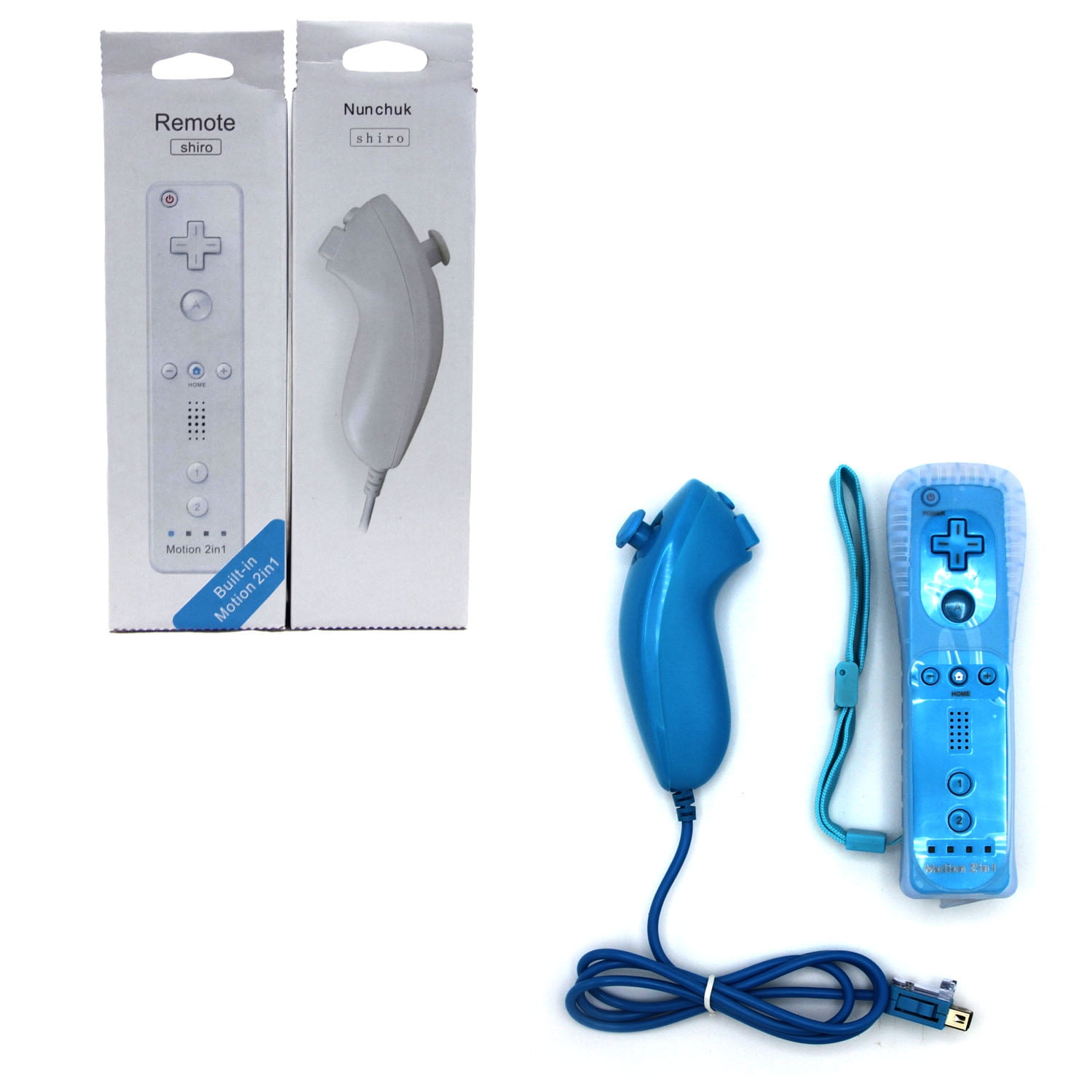 Wii MotionPlus Wiimote Controller +Nunchuk Bundle - Light Blue (Hexir ...