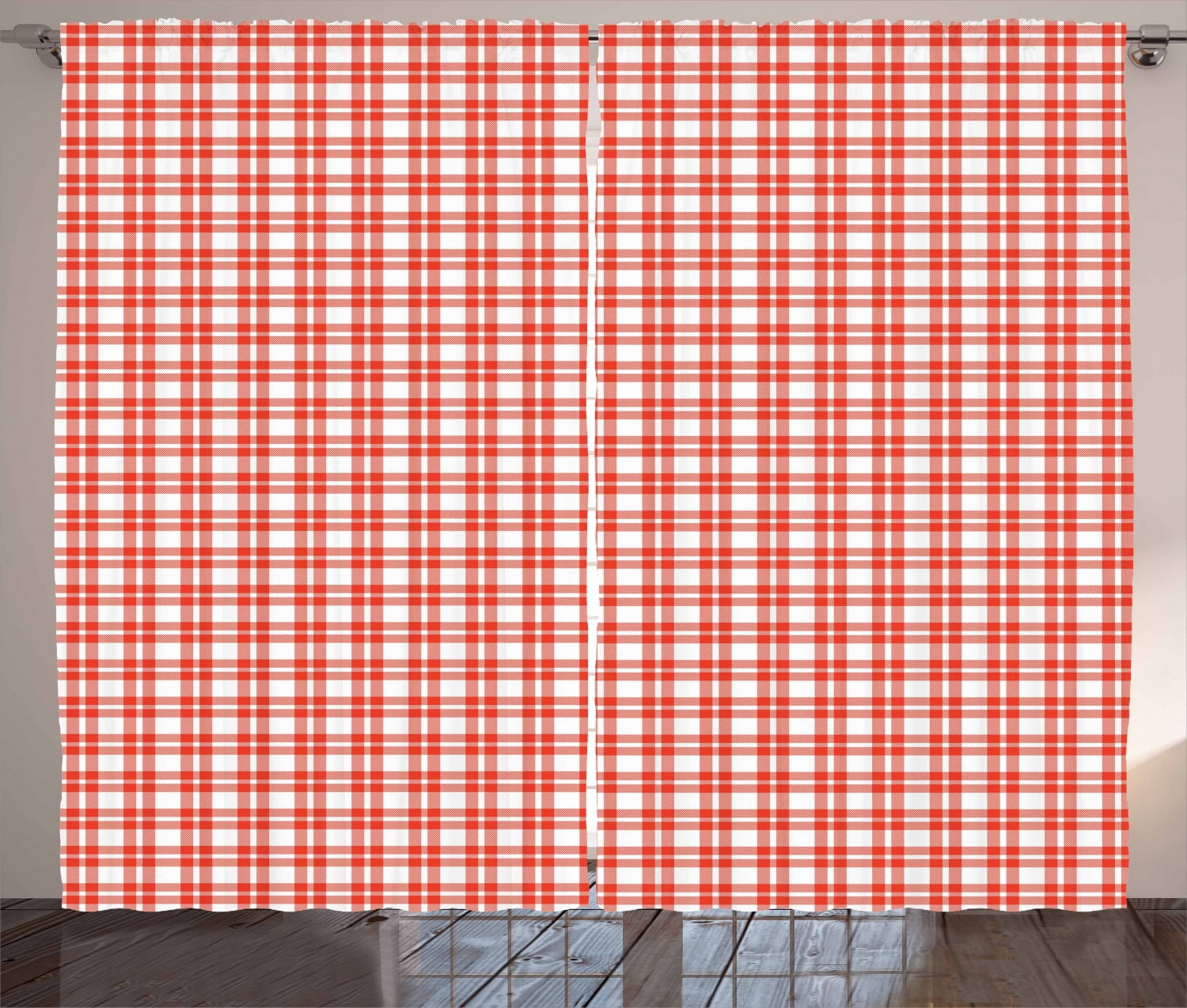 Plaid Curtains 2 Panels Set, Colored and Checkered Country Picnic ...