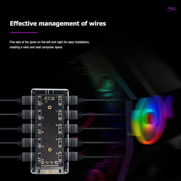 10 Ports RGB Fan HUB PC Desktop SATA Power 5V 3PIN ARGB Extension ...