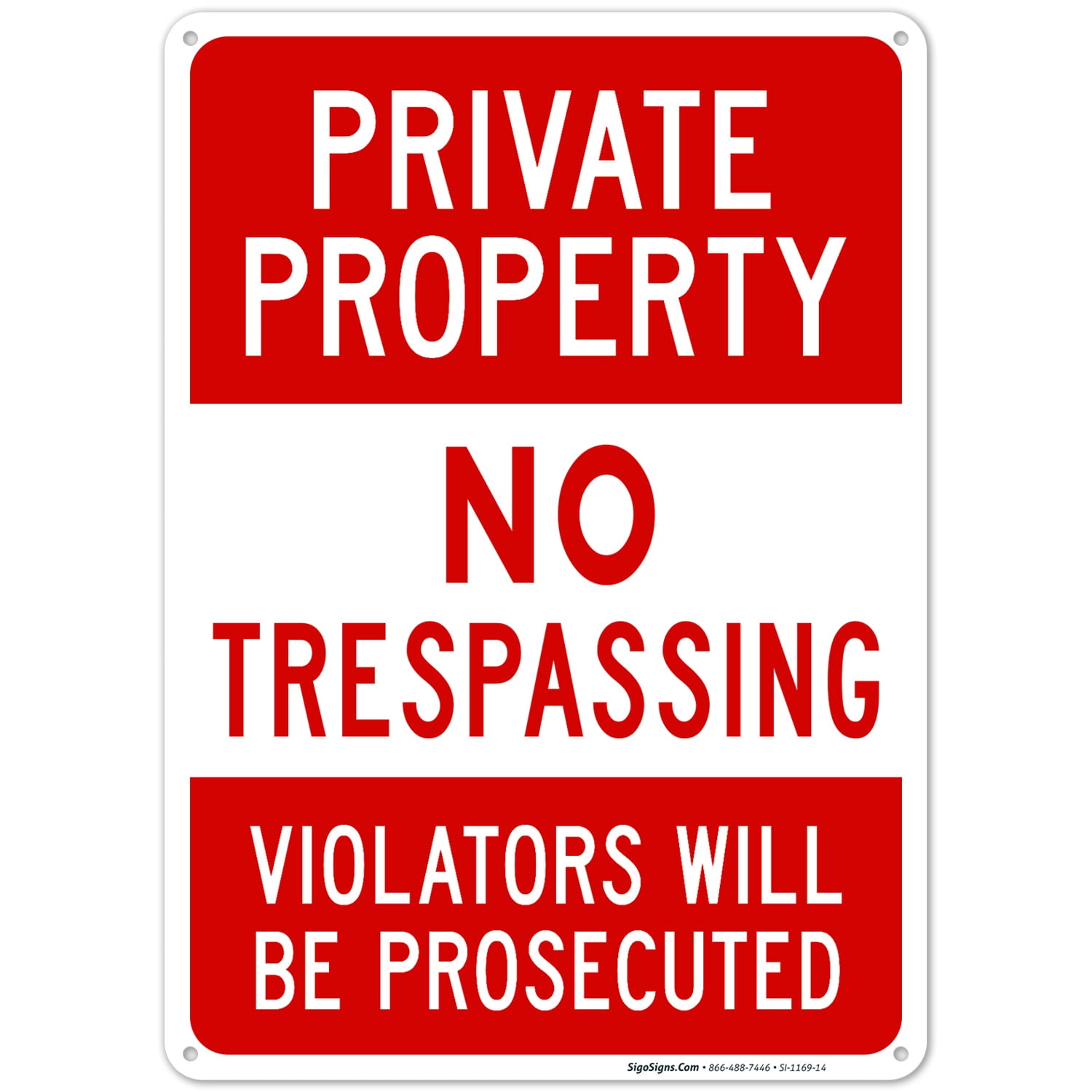Private Property No Trespassing, Violators Prosecuted Sign, - Walmart.com