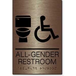 ALL GENDER RESTROOM Accessible Toilet Sign-Copper / Black (2 Units ...