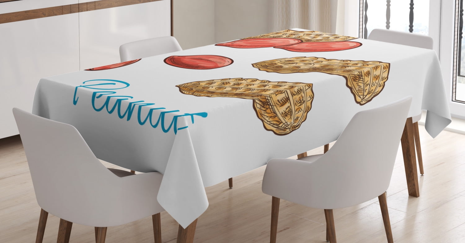 Peanut Butter Tablecloth, Peanut Sketch of Kernel and Fresh Groundnut ...