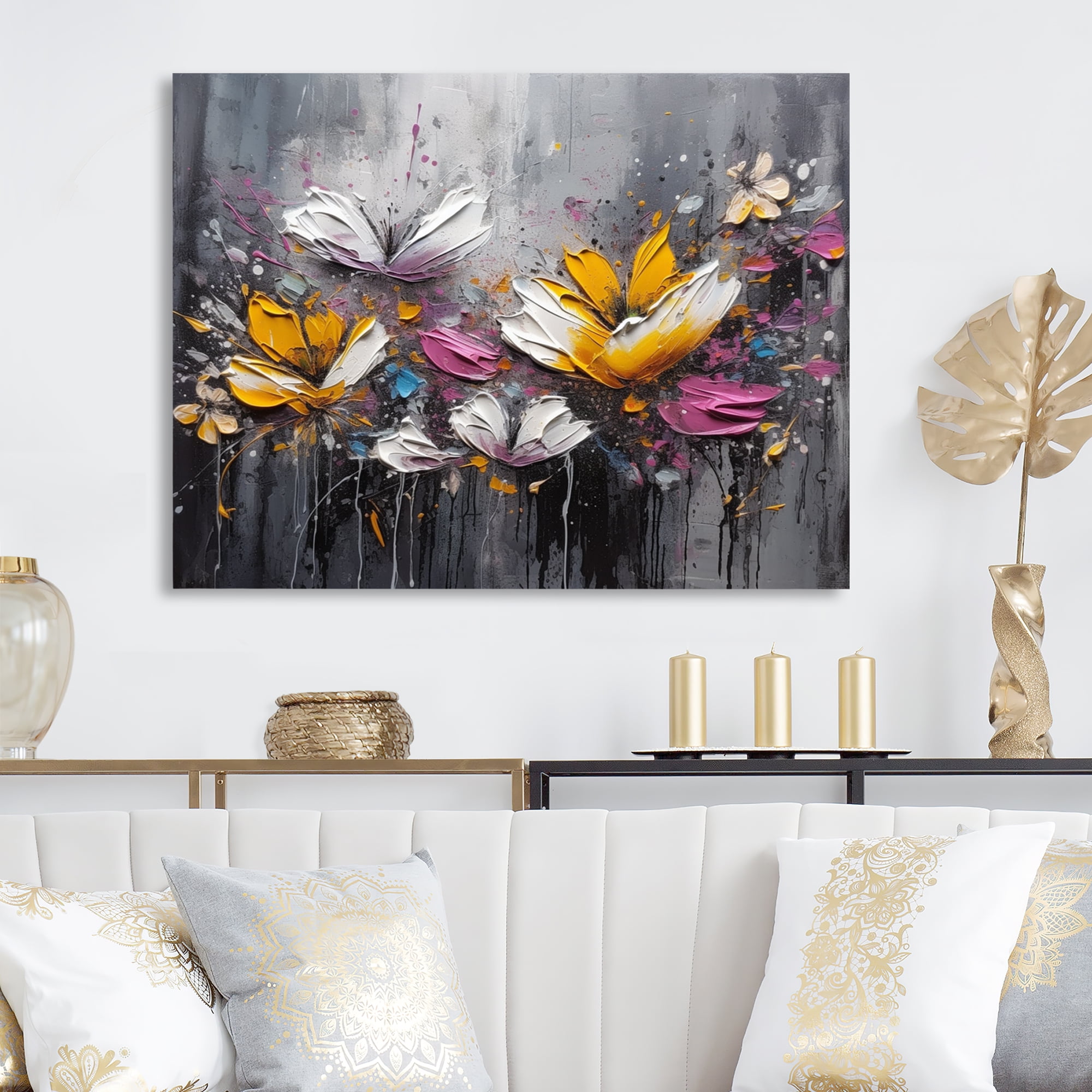 Click here for Designart Large Floral Wall Art  White Butterflies... prices
