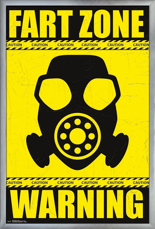 Warning - Fart Zone Wall Poster, 22.375" x 34", Framed - Walmart.com