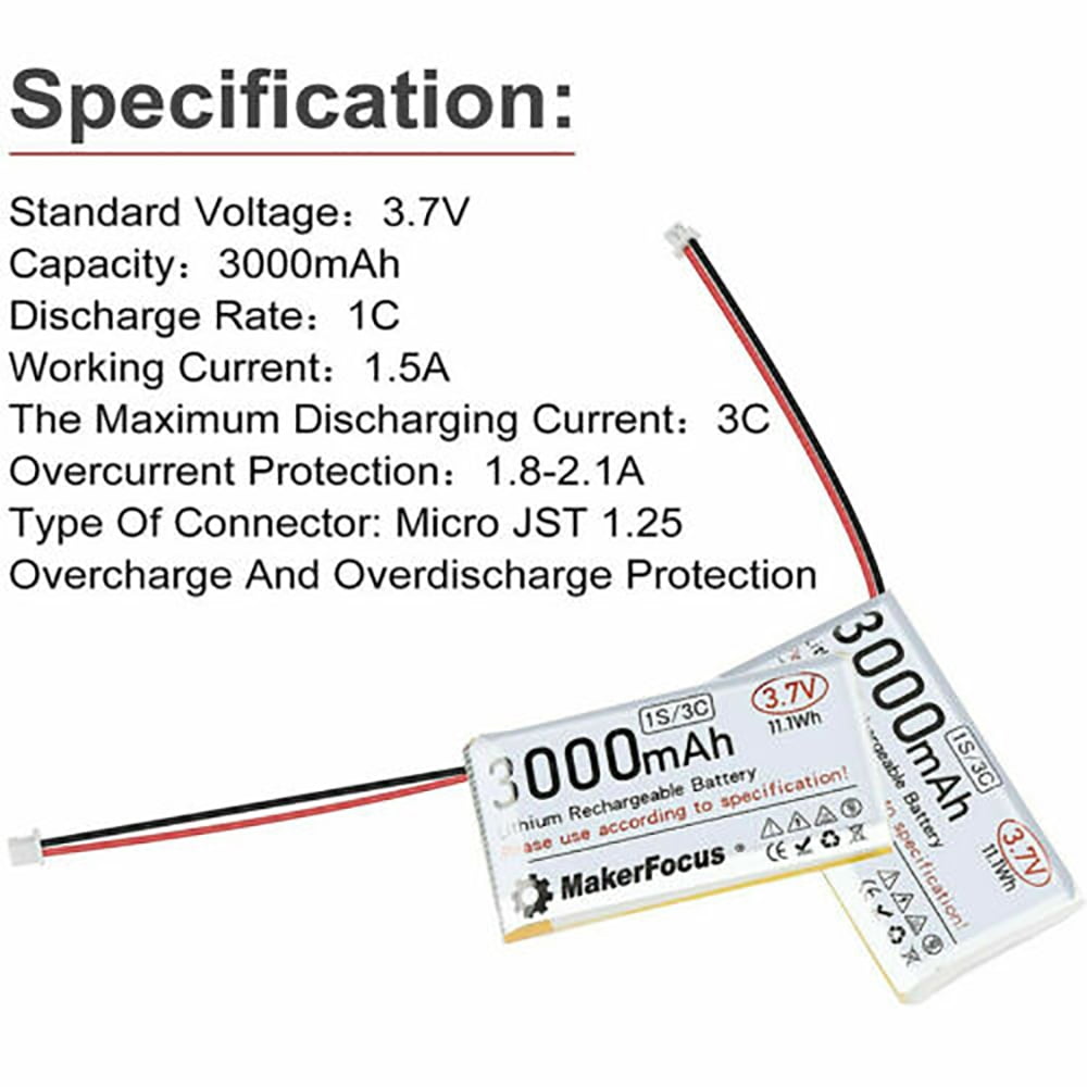 Buy LiteBee 4Pcs Lithium Battery 3.7V 3000mAh Rechargable Batteries W ...