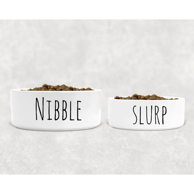 Nibble/Slurp Dog Bowl Set - Ceramic Dog Bowl for Pets, Ceramic Dog Food ...