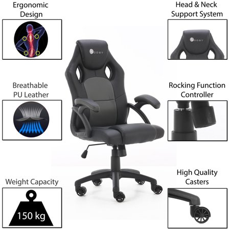 Boost Industries GC-305 Mid-Back Height Adjustable Ergonomic Office ...