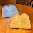 Folding Book Lamp, Wooden Book Light(3 Color,Portable USB Rechargeable ...