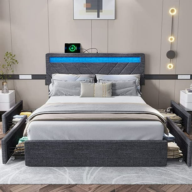 Queen Platform Bed Led Lights