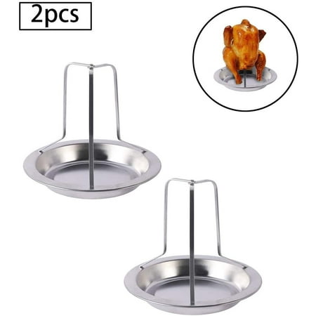 2 piece BBQ Chicken Griller, Chicken Roaster Rack Beer Can Foldable ...