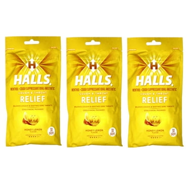 HALLS Relief Honey Lemon Sugar Free Cough Drops, Economy Pack, 70 Drops - Walmart.com