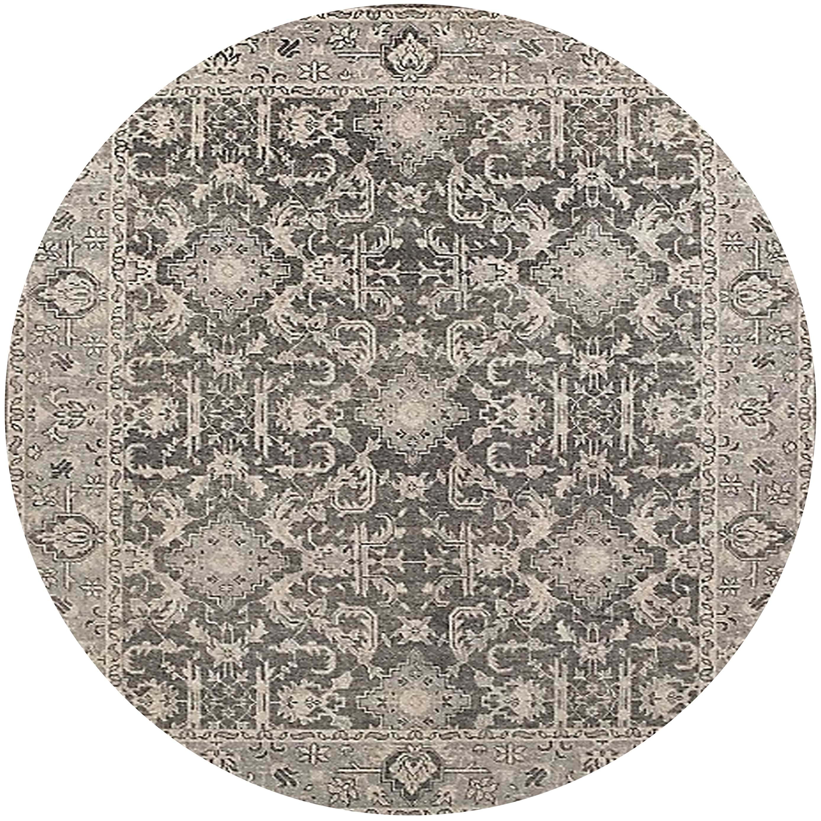 Ahgly Company Indoor Round Mid-Century Modern Pale Silver Gray Oriental ...