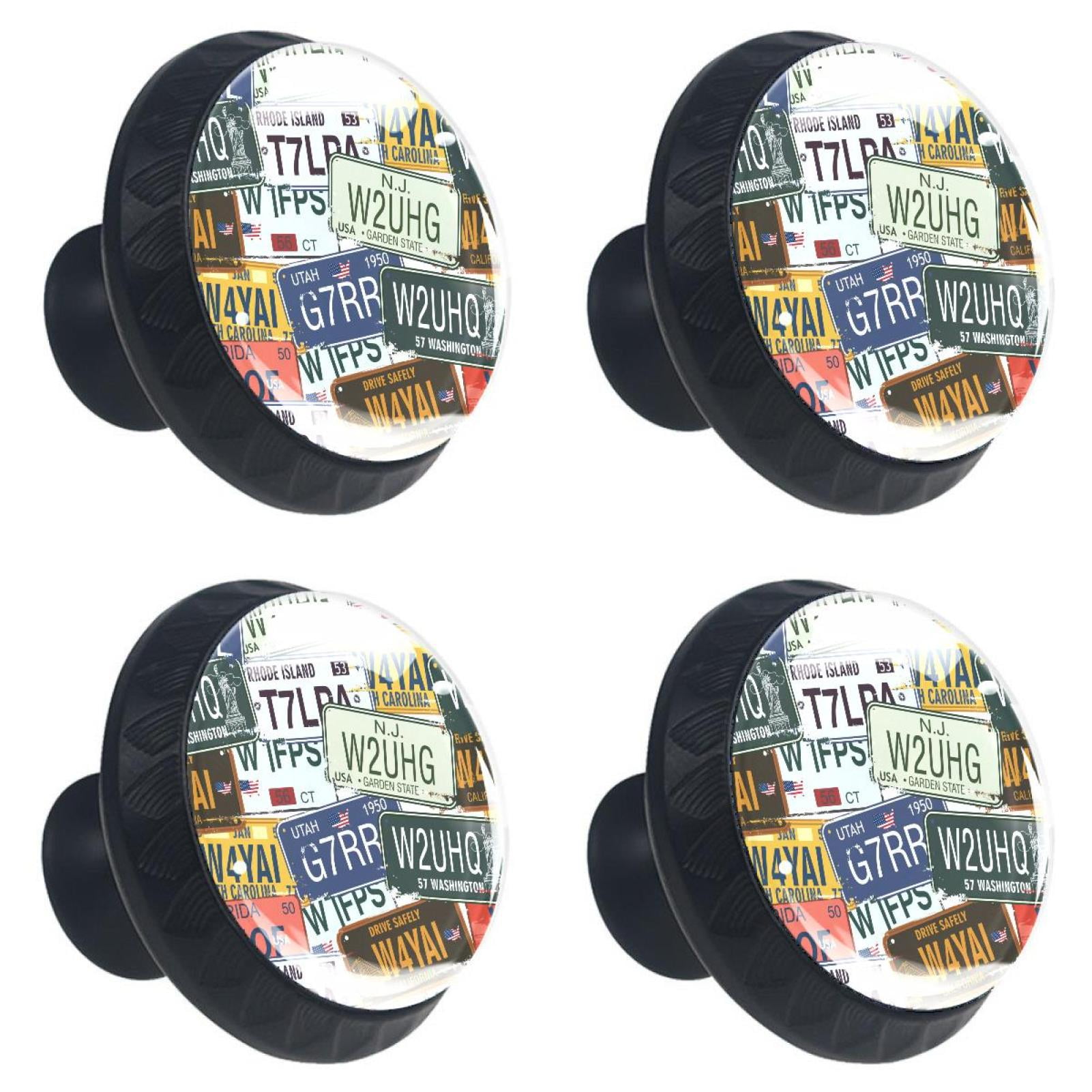 4 Pcs Retro Auto Licence Plates Knobs for Kitchen Cabinet Cupboard ...