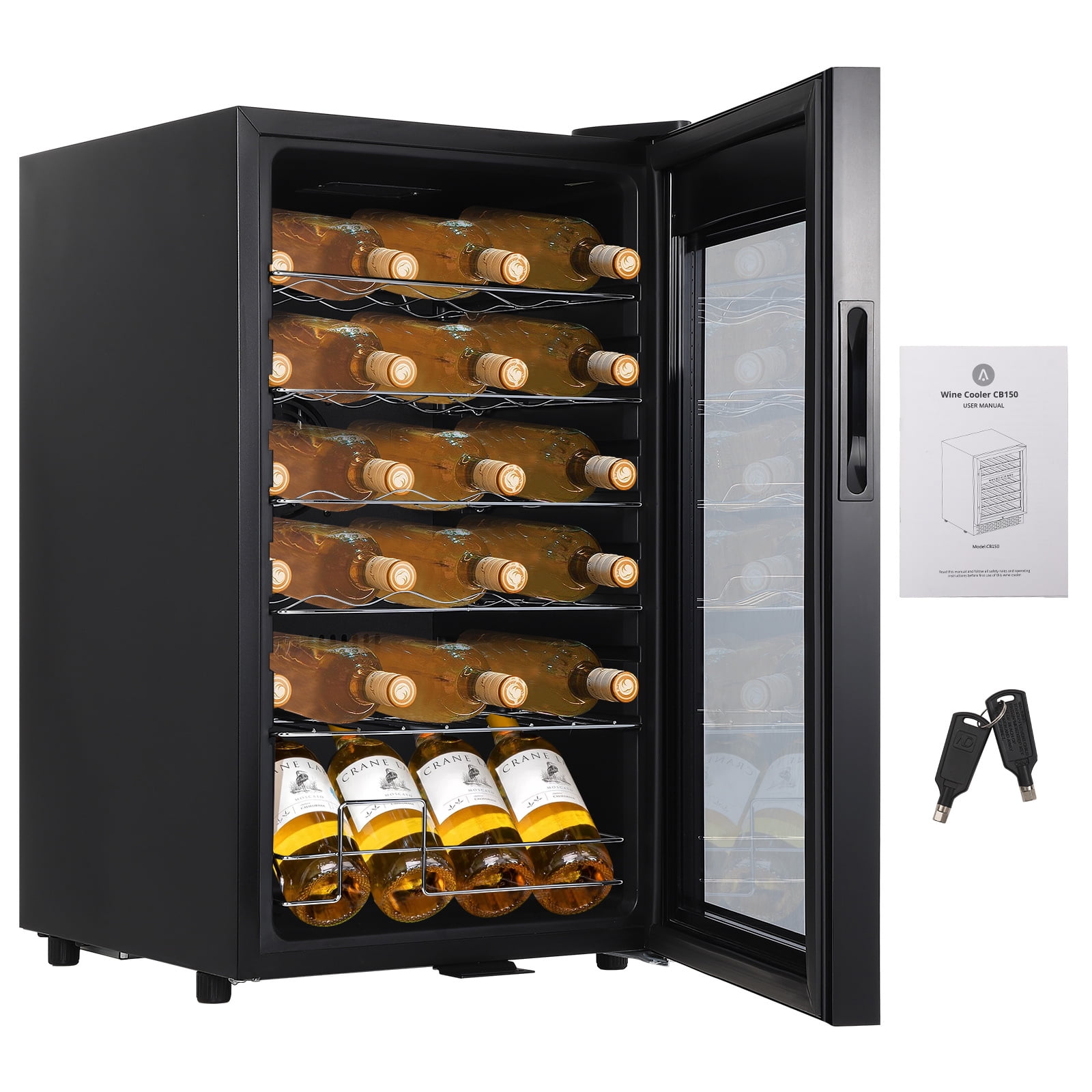 WhizMax 24-Bottle Wine Cooler Refrigerator, Freestanding Wine Fridge ...