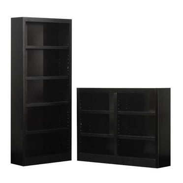 Home Square 2 Piece Traditional Double Wide Wood Bookcase Set in ...