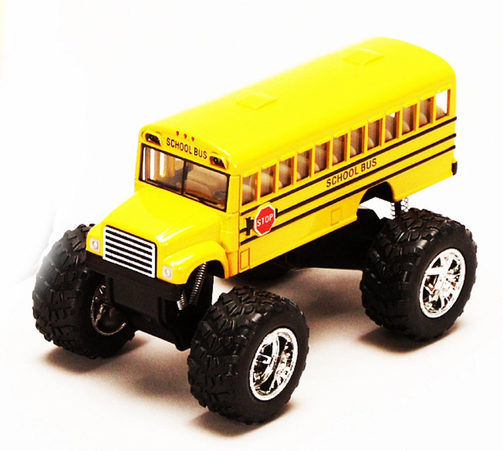 5" Kinsfun Yellow School Bus Big Wheel Monster Truck Diecast Model Toy ...