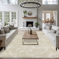 Beige Art 5x7 Rug for Living Room Sofa and Coffee Table Layout, White ...