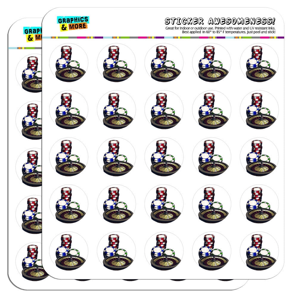 Roulette Wheel Table Poker Chips Gambling Vegas 1" Scrapbooking ...