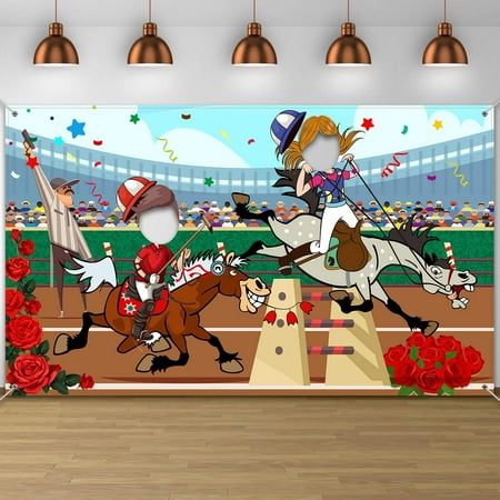 Derby Horse Race Photo Booth Props Kit Horse Racing Background Banner ...
