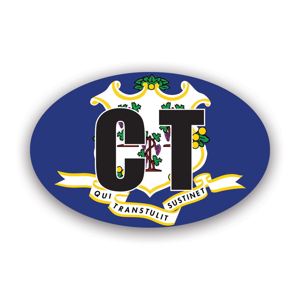 Connecticut Flag Oval Sticker Decal - Self Adhesive Vinyl ...