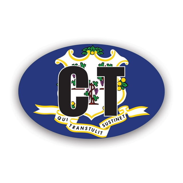 Connecticut Flag Oval Sticker Decal - Self Adhesive Vinyl ...
