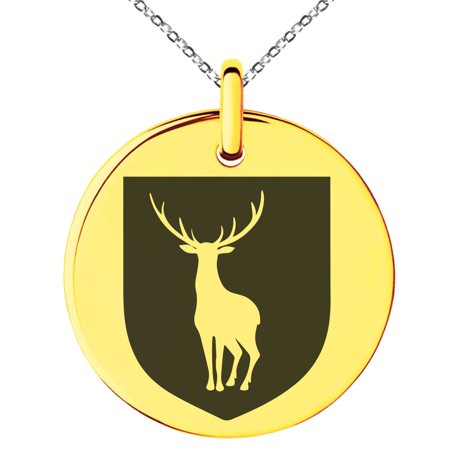 Stainless Steel Stag Purity Coat of Arms Shield Engraved Small ...