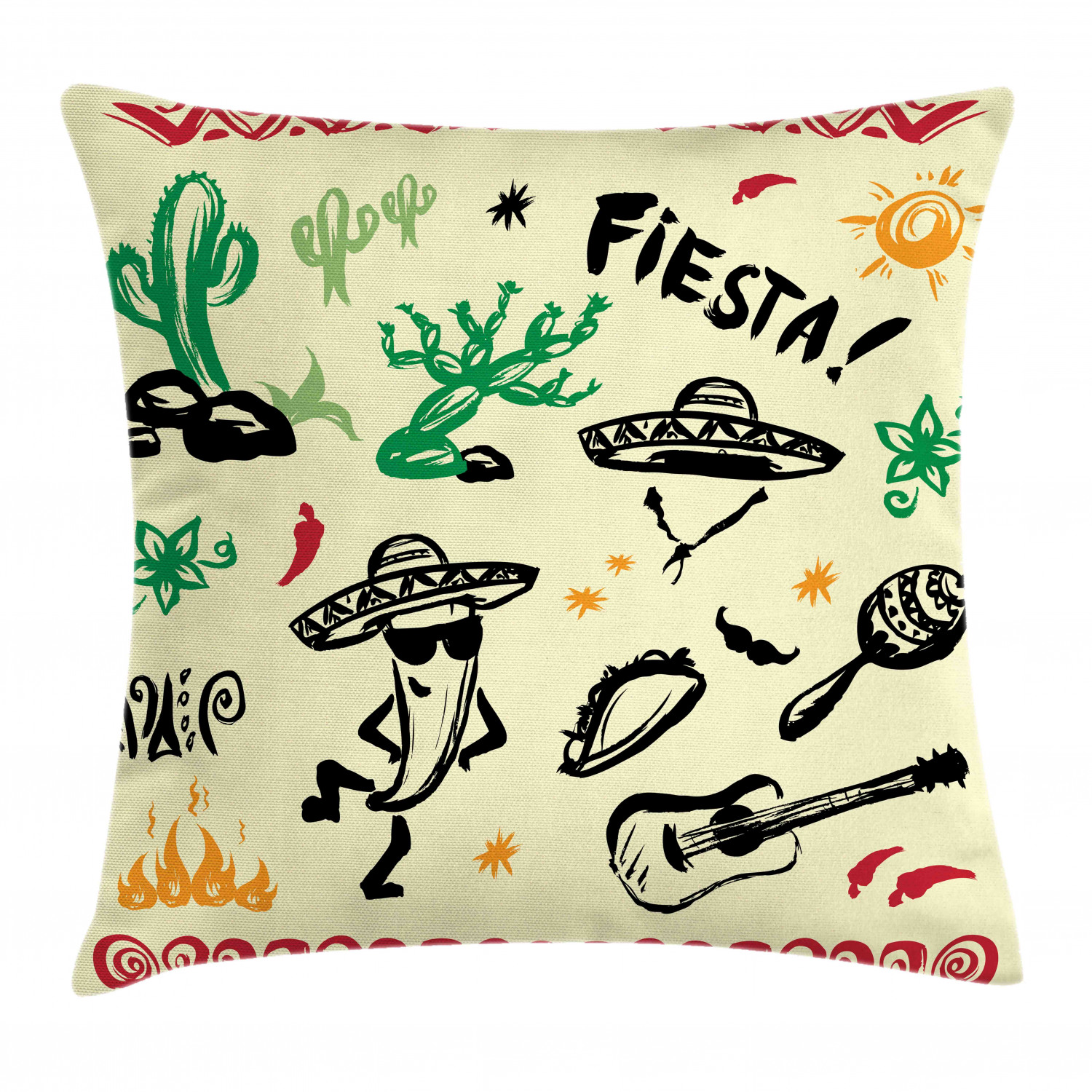 Mexican Decorations Throw Pillow Cushion Cover, Popular Hispanic ...