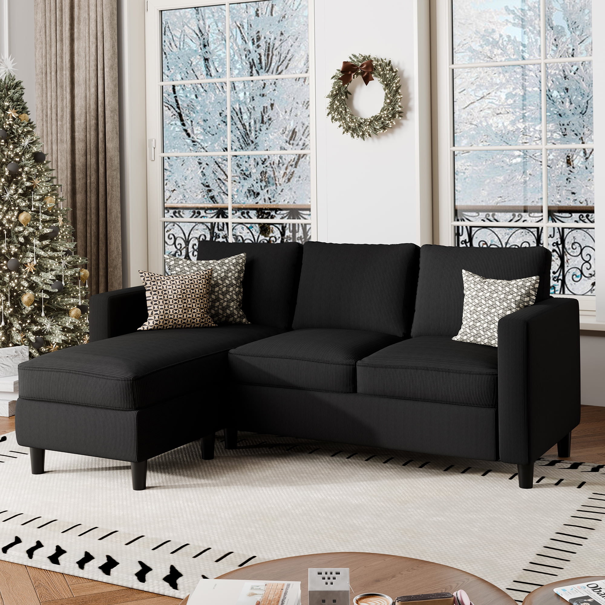 Walsunny 73.6" Convertible Sectional Reversible Sofa Couch, Sleeper ...