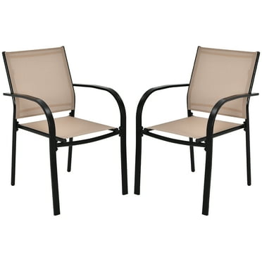 Gymax Set of 2 Patio Chairs Dining Chairs w/ Steel Frame Yard Outdoor ...