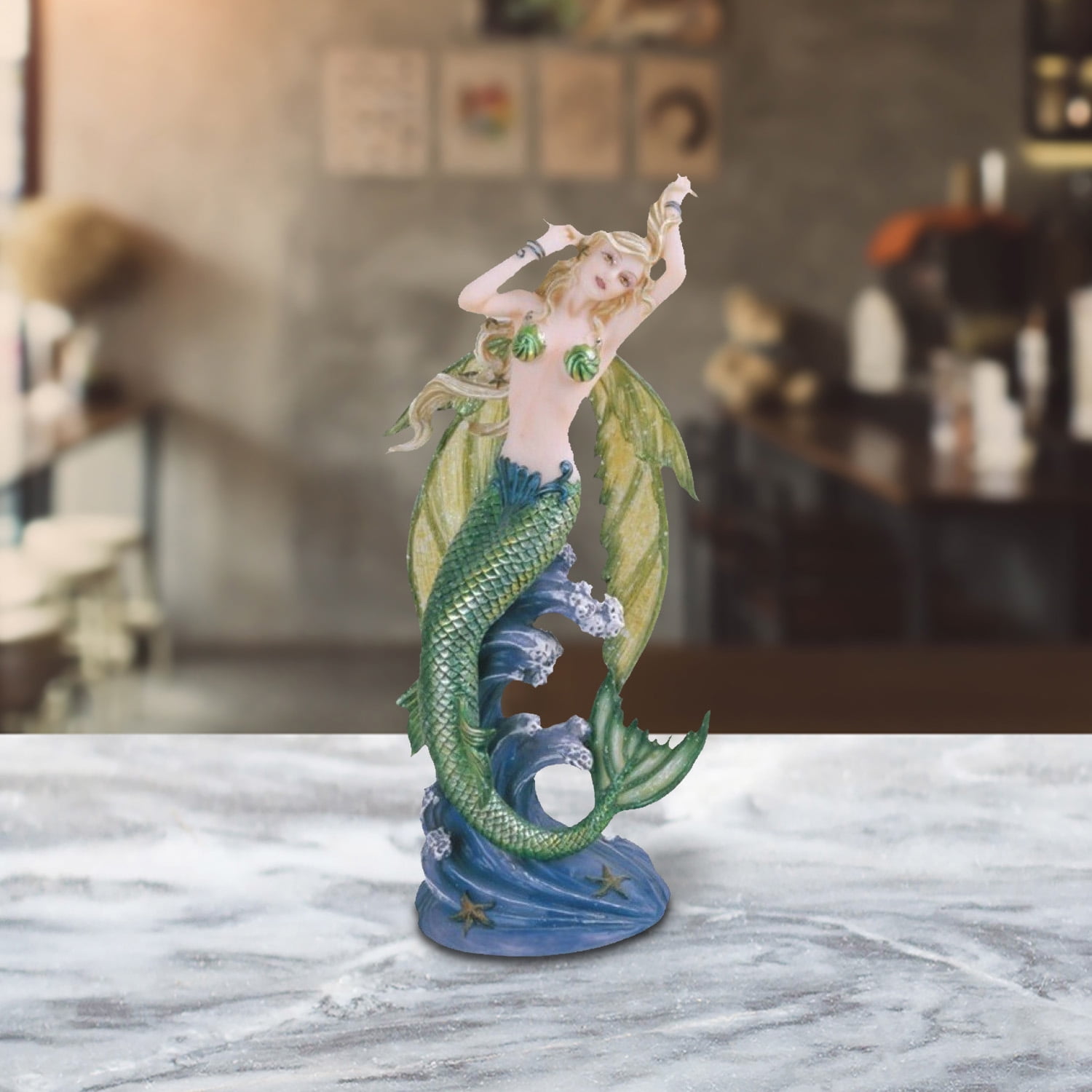 ICE ARMOR 8.5"H Green Mermaid Fairy Statue Fantasy Decoration Figurine ...