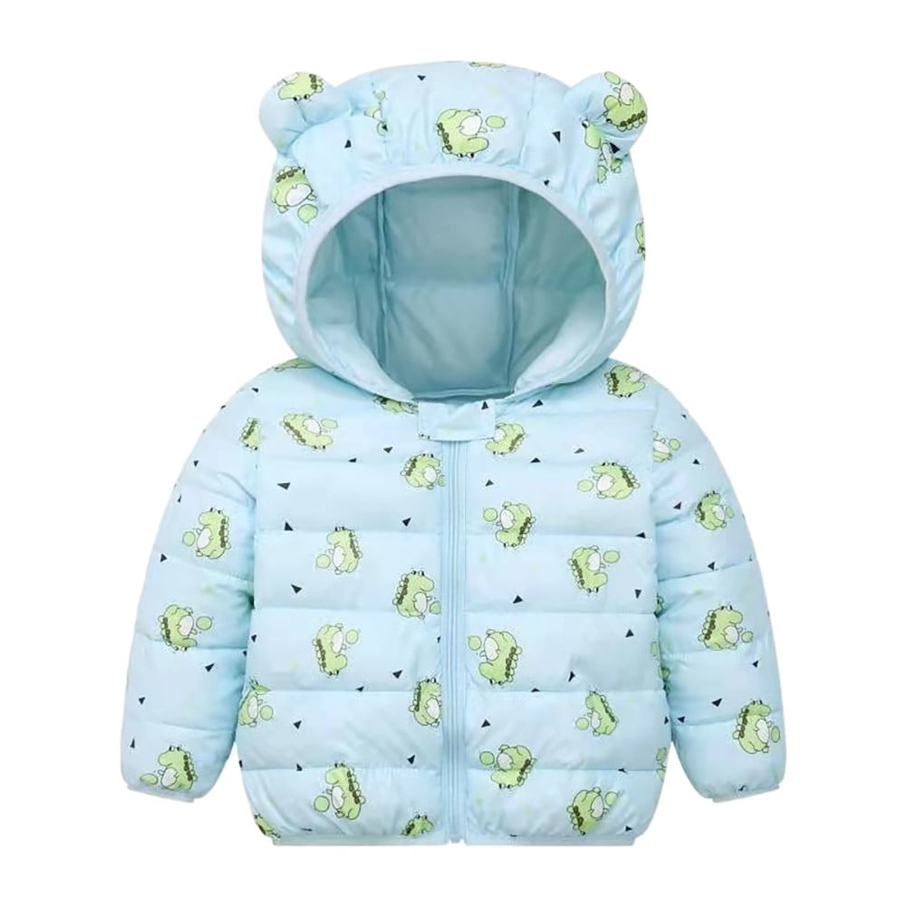 URMAGIC 1-5T Toddler Kids Cartoon Dinosaur Hooded Winter Coats Light Puffer Jacket for Baby Boys ...