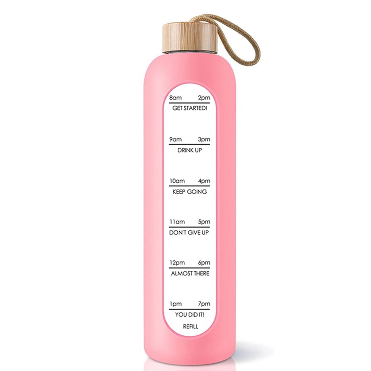 Water bottle glass with silicone sleeve, water bottle with time stamp ...