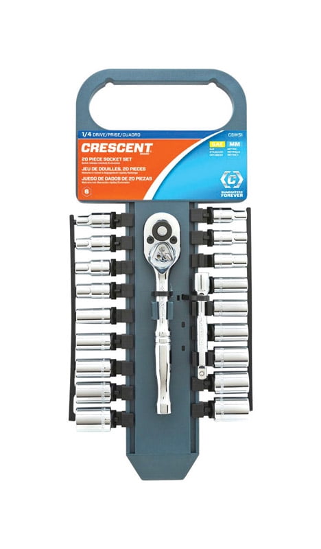 Crescent Assorted in. x 1/4 in. drive Metric and SAE 6 Point Socket ...