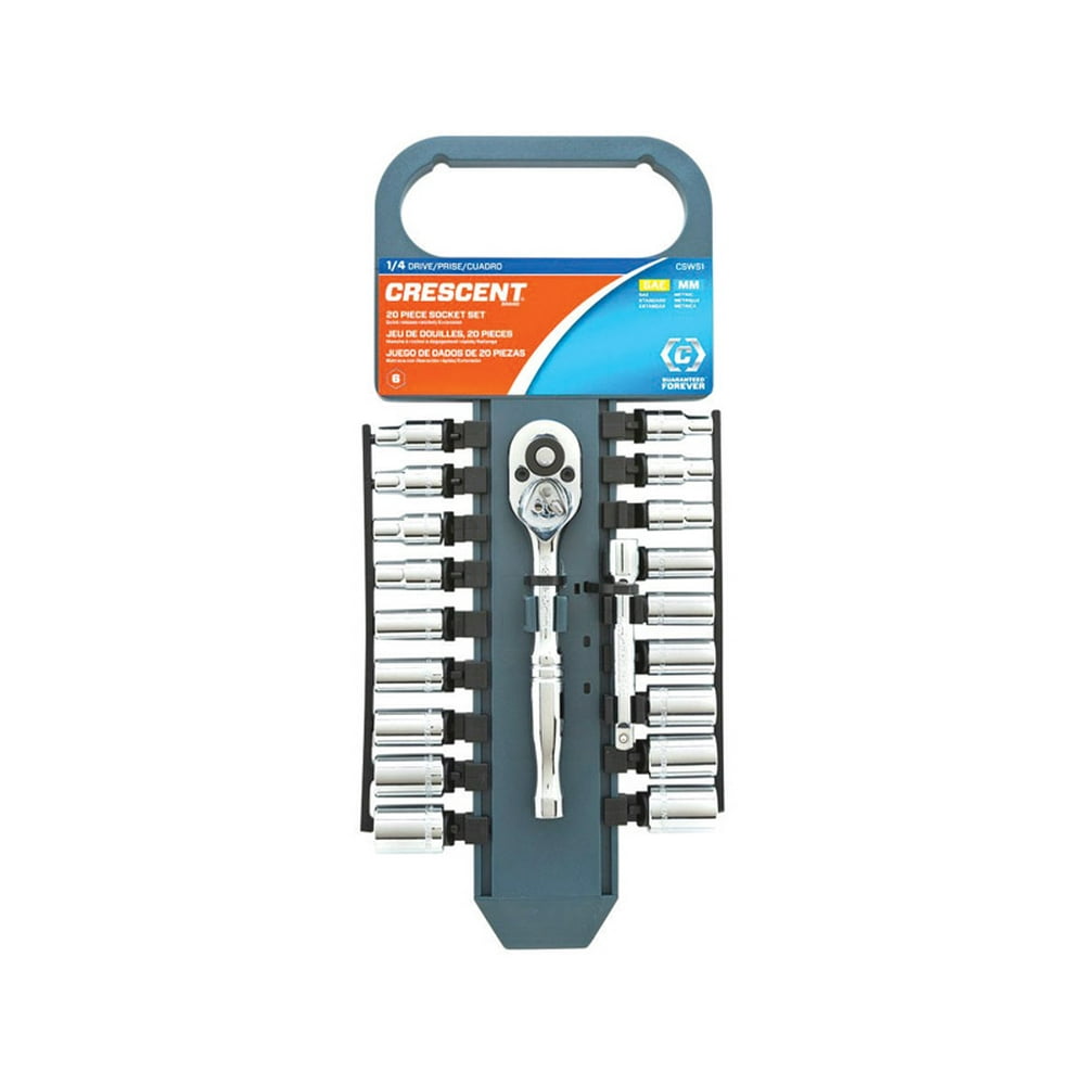 Crescent Assorted in. x 1/4 in. drive Metric and SAE 6 Point Socket ...