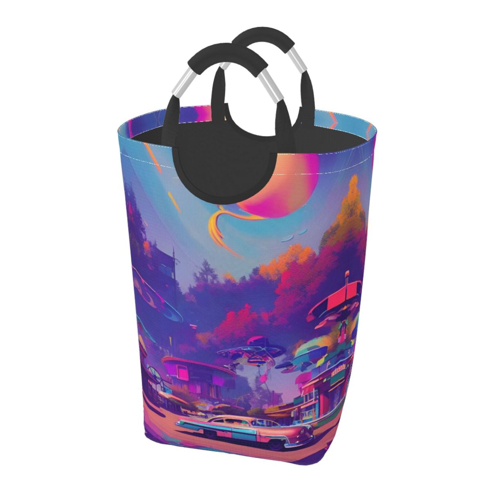 Cyberpunk Future Neon City Rectangular Laundry Basket Organizer ...