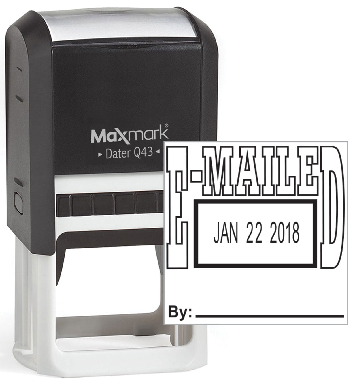 MaxMark Q43 (Large Size) Date Stamp with "E-MAILED" Self Inking Stamp - Black Ink - Walmart.com