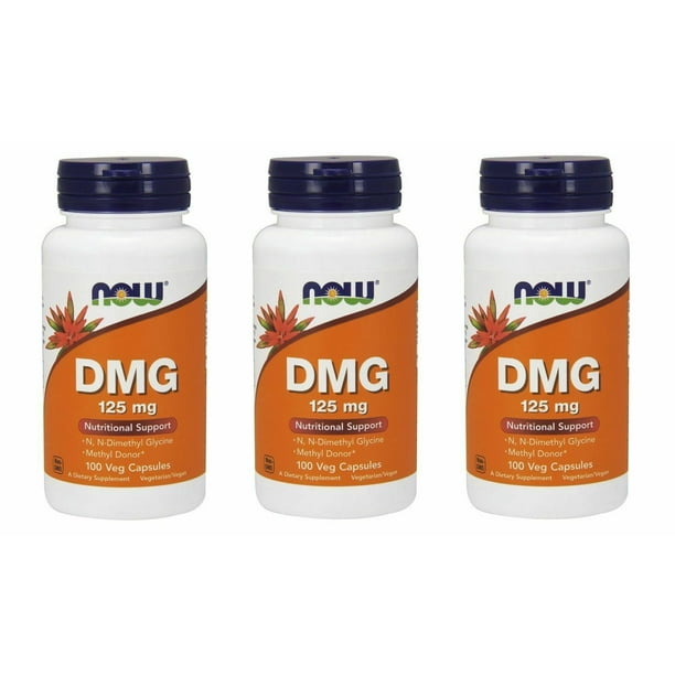 Now Foods - DMG, 125 mg, 100 Veg Capsules - 3 Packs - Walmart.com