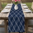 Wavy Lines Table Runner - 36 Inch Long Abstract Minimalist Pattern Navy ...