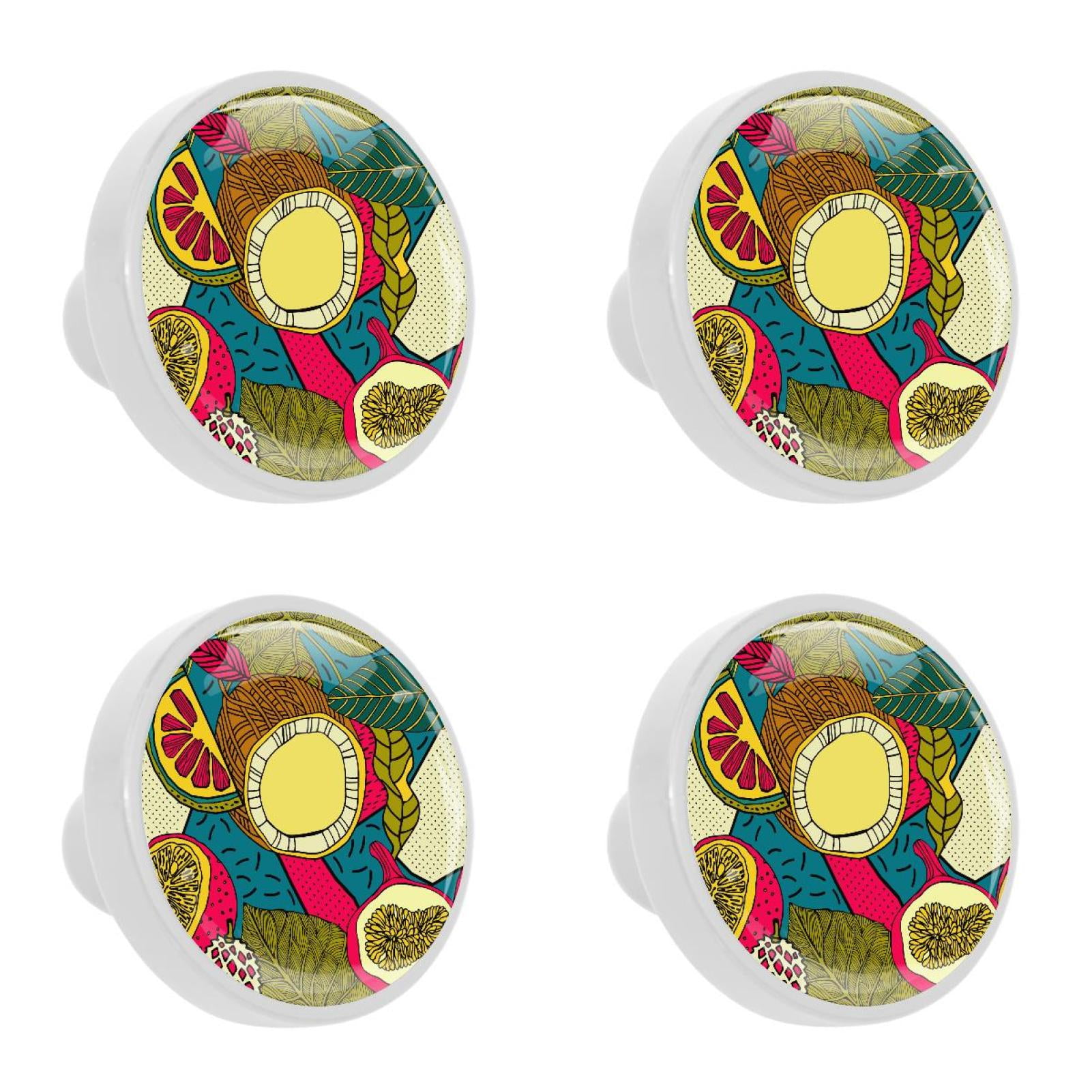 4 Pcs Tropical Flowers Fruits Knobs for Kitchen Cabinet Cupboard ...