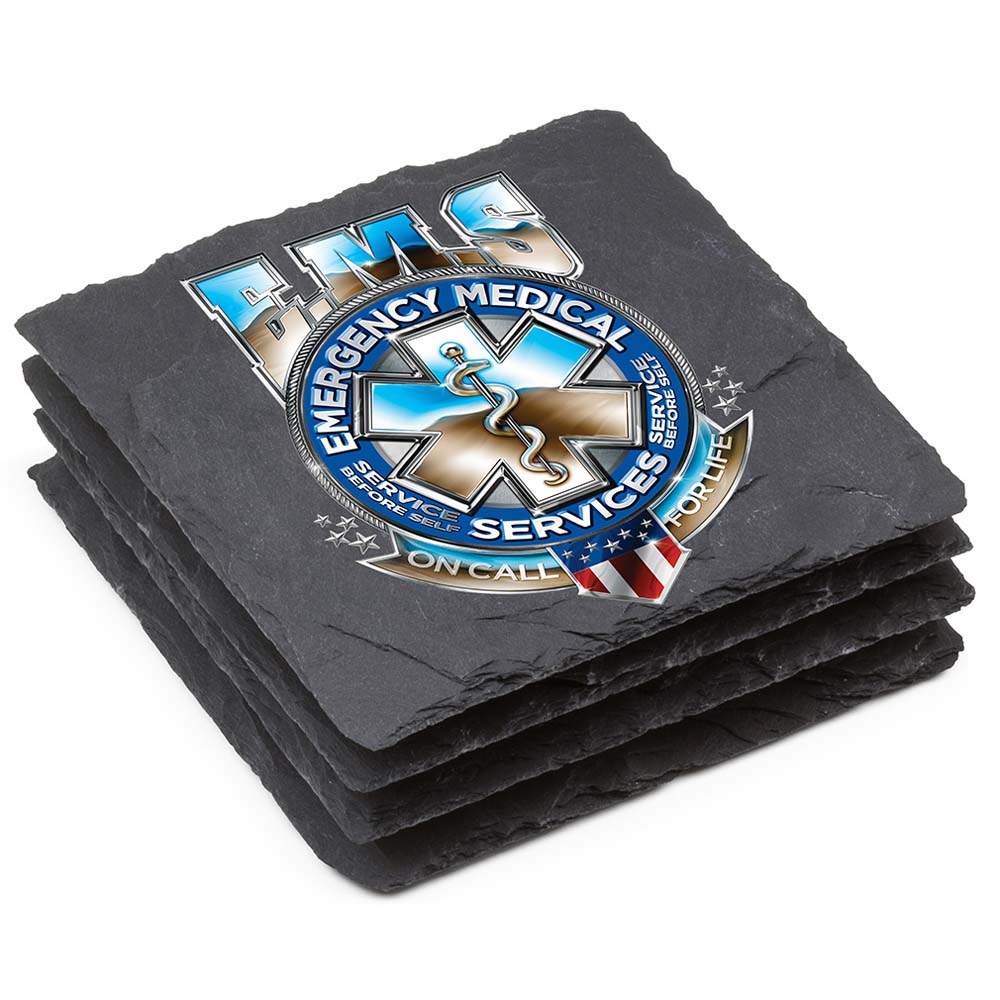 EMS Natural Stone Coaster EMT- Badge of Honor Gift Box (Set Of 4 ...