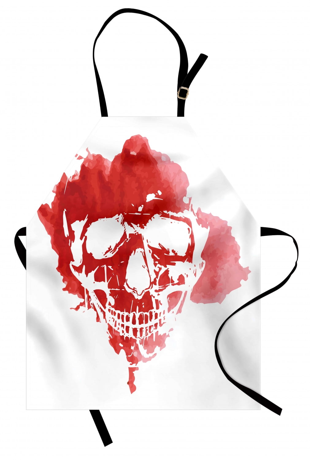Horror House Apron Skull Head in Watercolor Style Brush Stroke Gothic ...