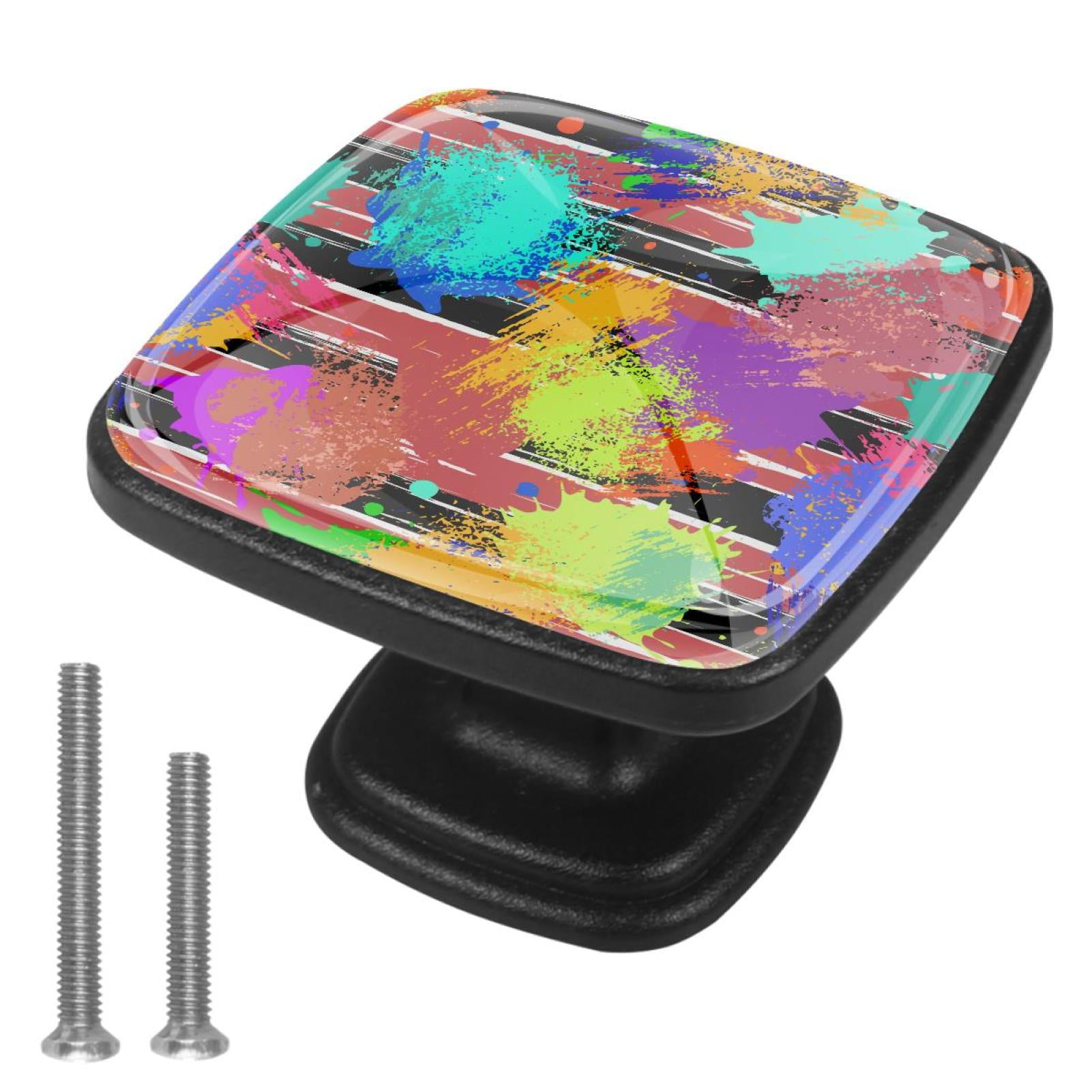 4 Pcs Cabinet Handle Drawer Pulls Abstract Doodle Knobs with Screws ...