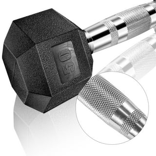 Hex Dumbbells - Heavy Duty PVC Coated Weights, Chrome-Plated Knurled ...