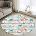 3.3ft Round Rug Teal Red Jellyfish Coastal Area Rugs for Living Room ...
