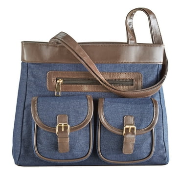 Collections Etc Women's Double-Handle Shoulder Handbag with Zippered 6 ...