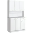 "HOMCOM 71"" White Wooden Dining Cupboard, Freestanding Kitchen Buffet ...