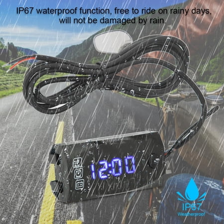 FLAMEEN Motorcycle Voltmeter,3-in-1 Motorcycle LED Voltmeter ...