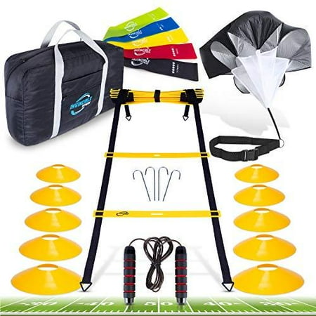 Invincible Fitness 20ft. Agility Ladder Set - Includes 10 Cones, 5 Loop ...